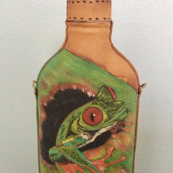 Handmade | Dining | Leather Wrapped Glass Flask Bottle From Costa Rica ...